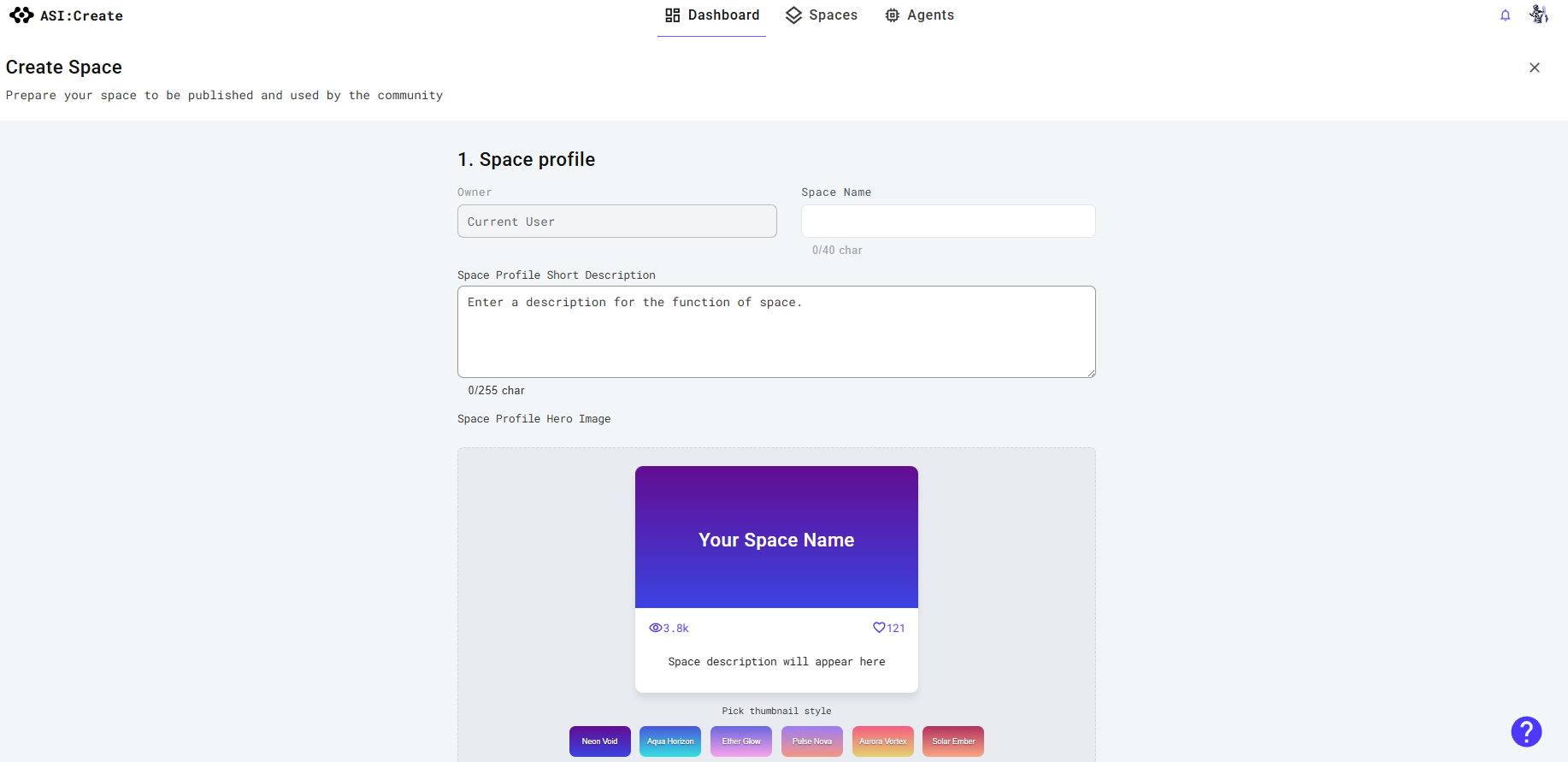 Create a Space | ASI:Create Docs